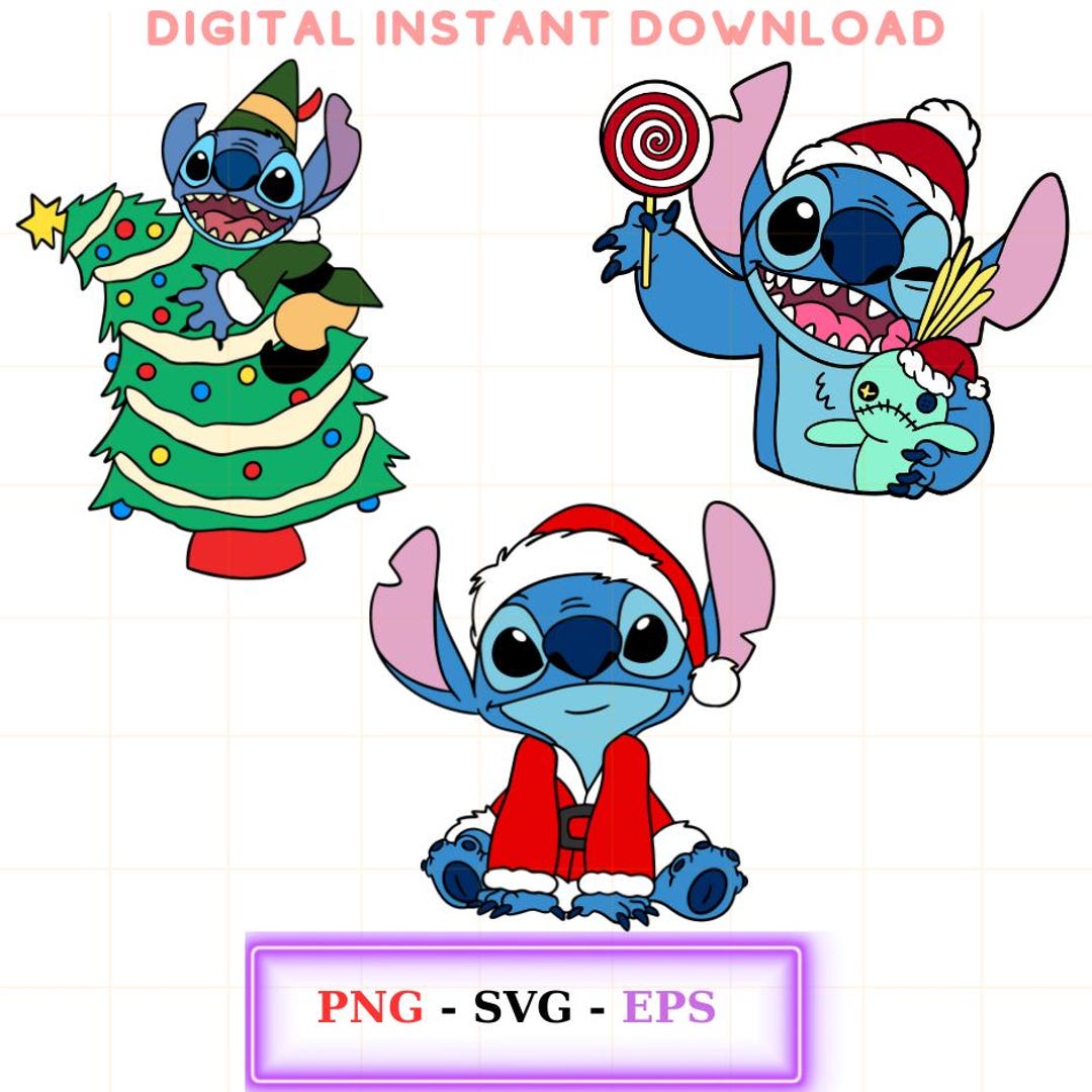 Christmas Stitch Svg, Christmas Cartoon Svg, Stitch Clipart, Christmas ...