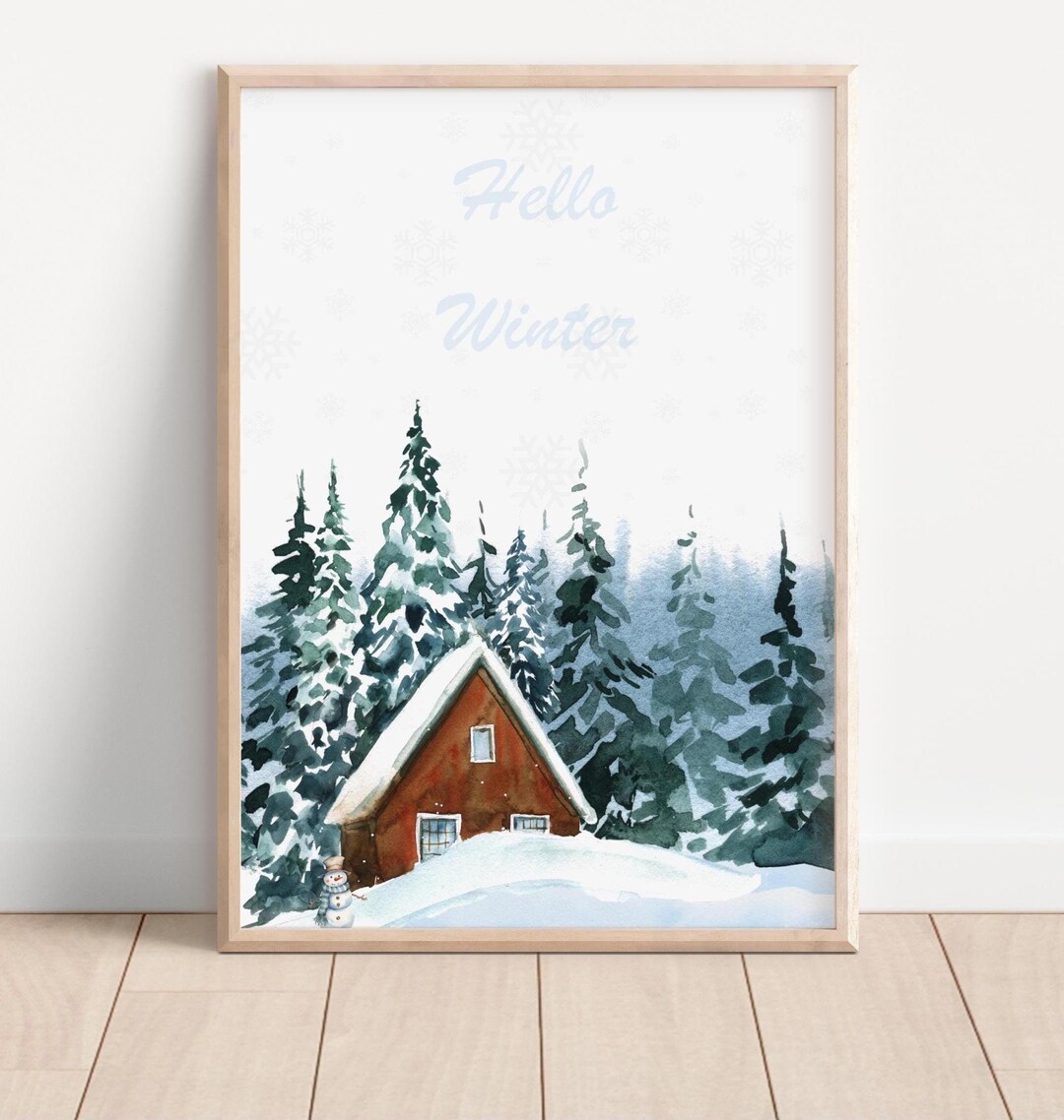 Wintery Wall Art, Snowy Landscape Printable Poster, Instant Download ...