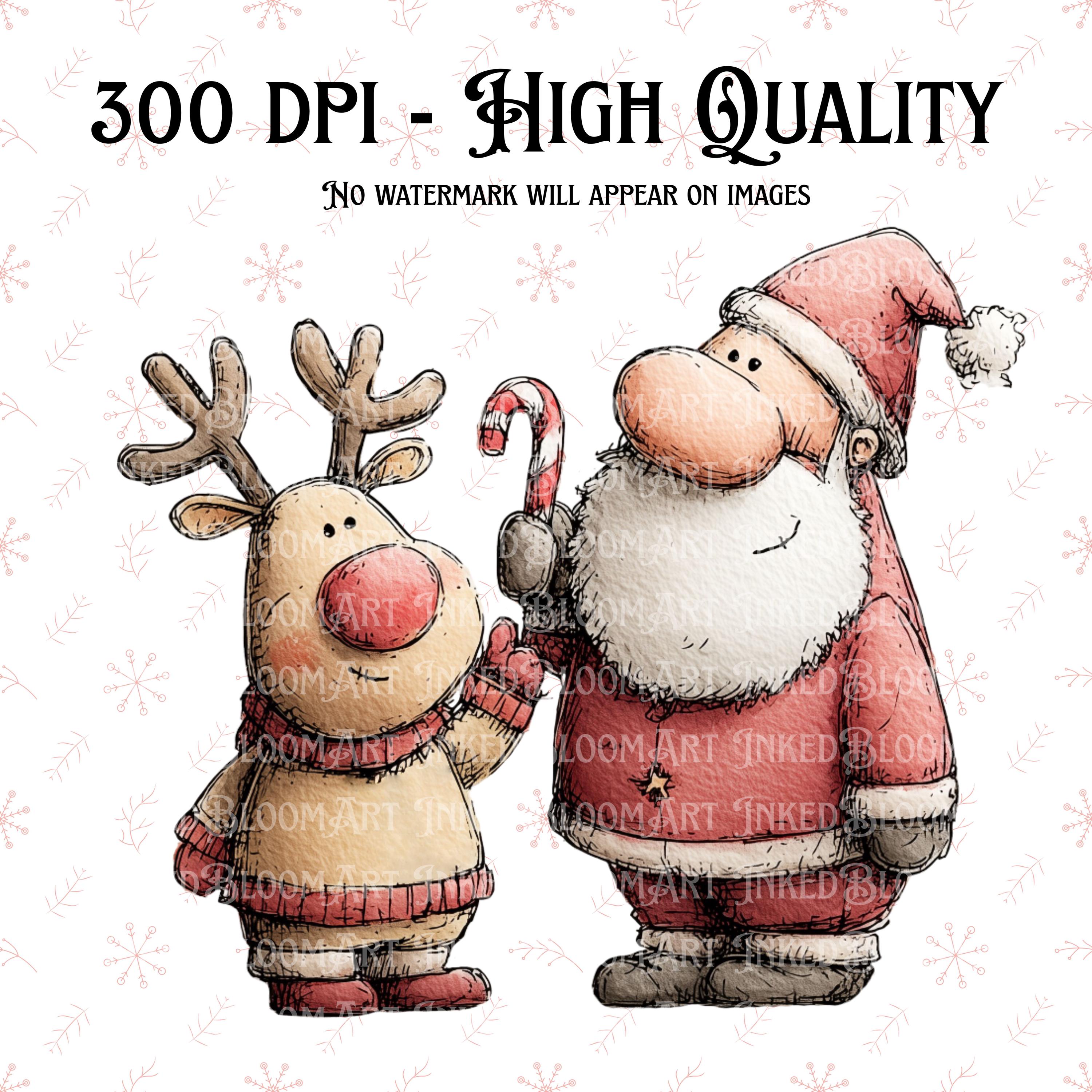 5 PNG Santa and Reindeer Christmas Images, Santa & Reindeer Christmas ...