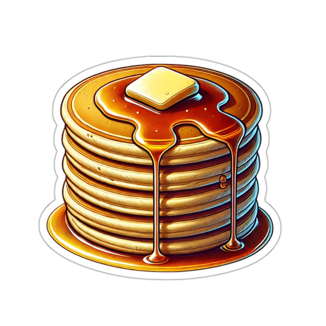 Kawaii Pancakes Sticker, Cute Pancake Sticker, Chibi Kawaii Pancake ...