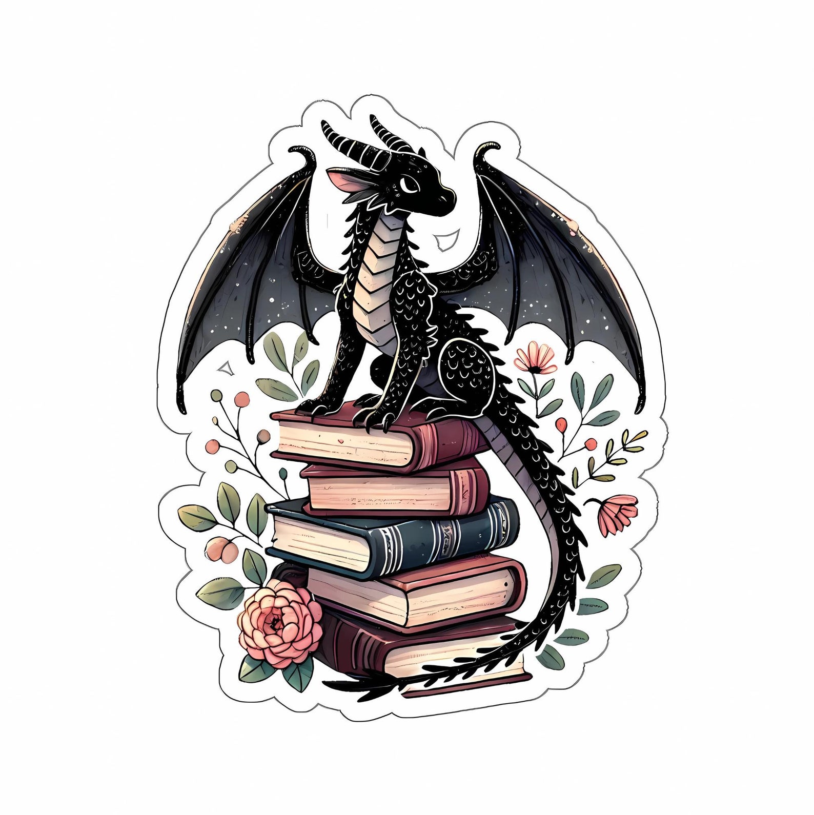 Black Baby Dragon Book Sticker: Fantasy Bookish Merch - Etsy