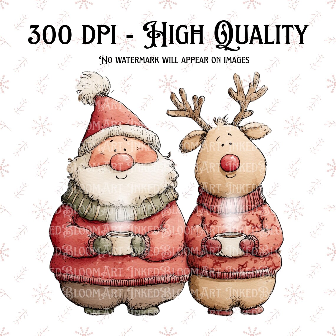 5 PNG Santa and Reindeer Christmas Images, Santa & Reindeer Christmas ...