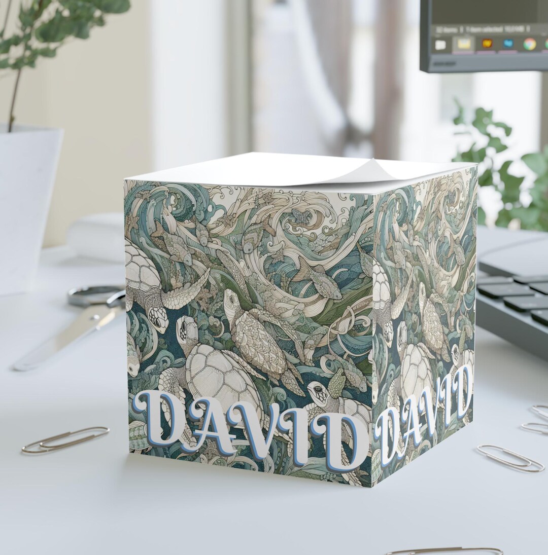 Sea Turtles Personalized Post It Note Cube, Custom Sticky Notes, Office ...