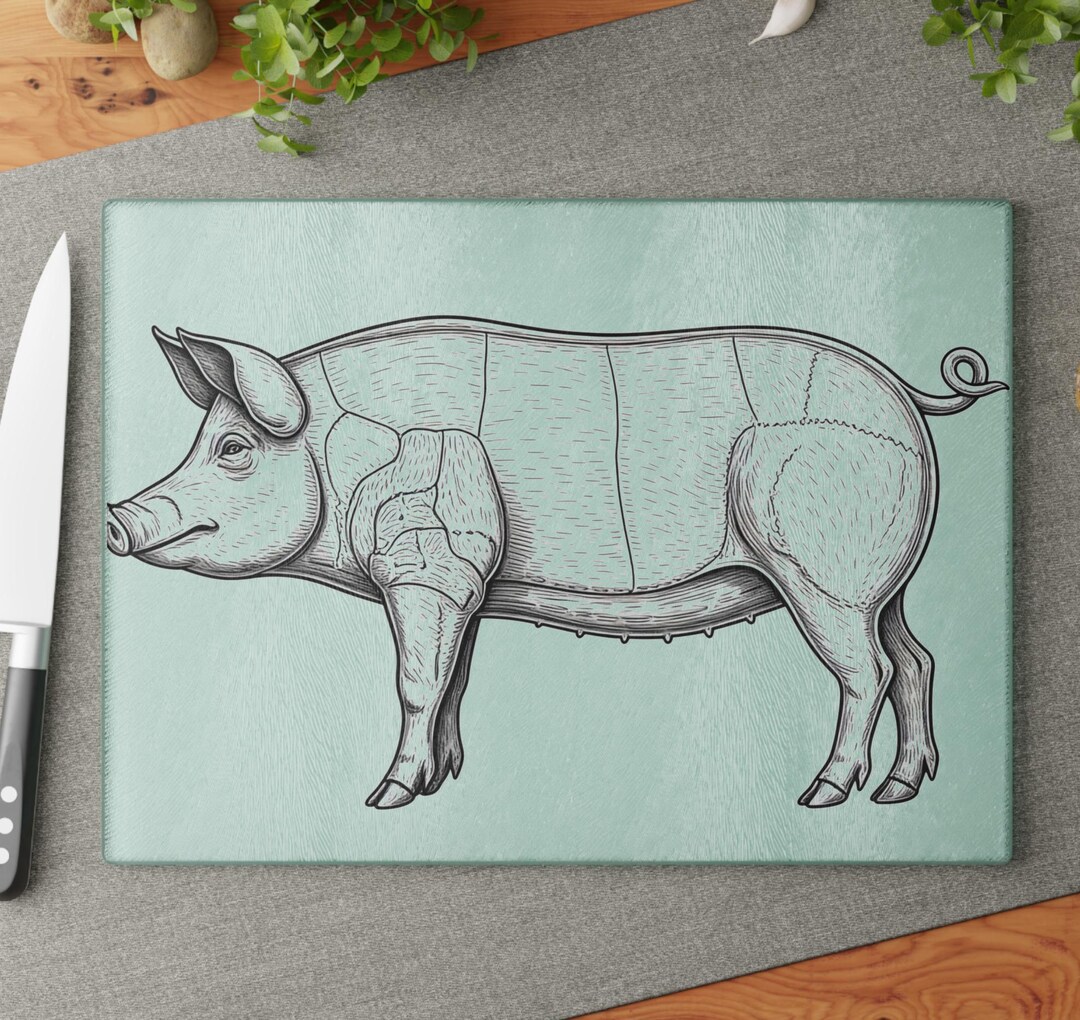 Oink - Pig Glass Cutting Board, Oink Farm Animal Kitchen Decor, Bacon ...