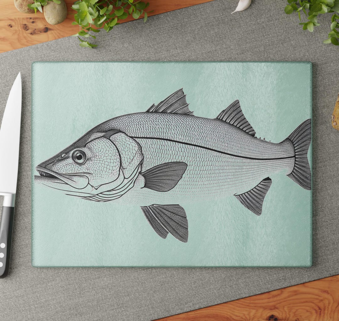 Blub - Snook Fish Glass Cutting Board, Tropical Fish Kitchen Decor ...