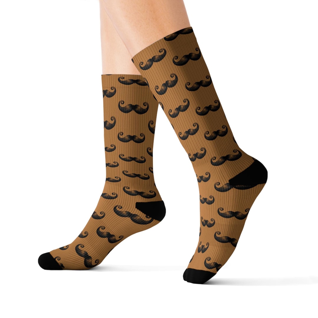 Old Timey Mustache Sublimation Socks Sublimation Socks, Retro Mustache ...