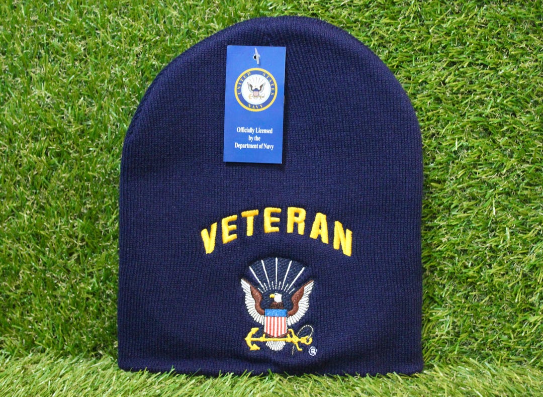 U.S. Navy Veteran Beanie. Military Embroidered Hat. Veteran Winter Cap ...
