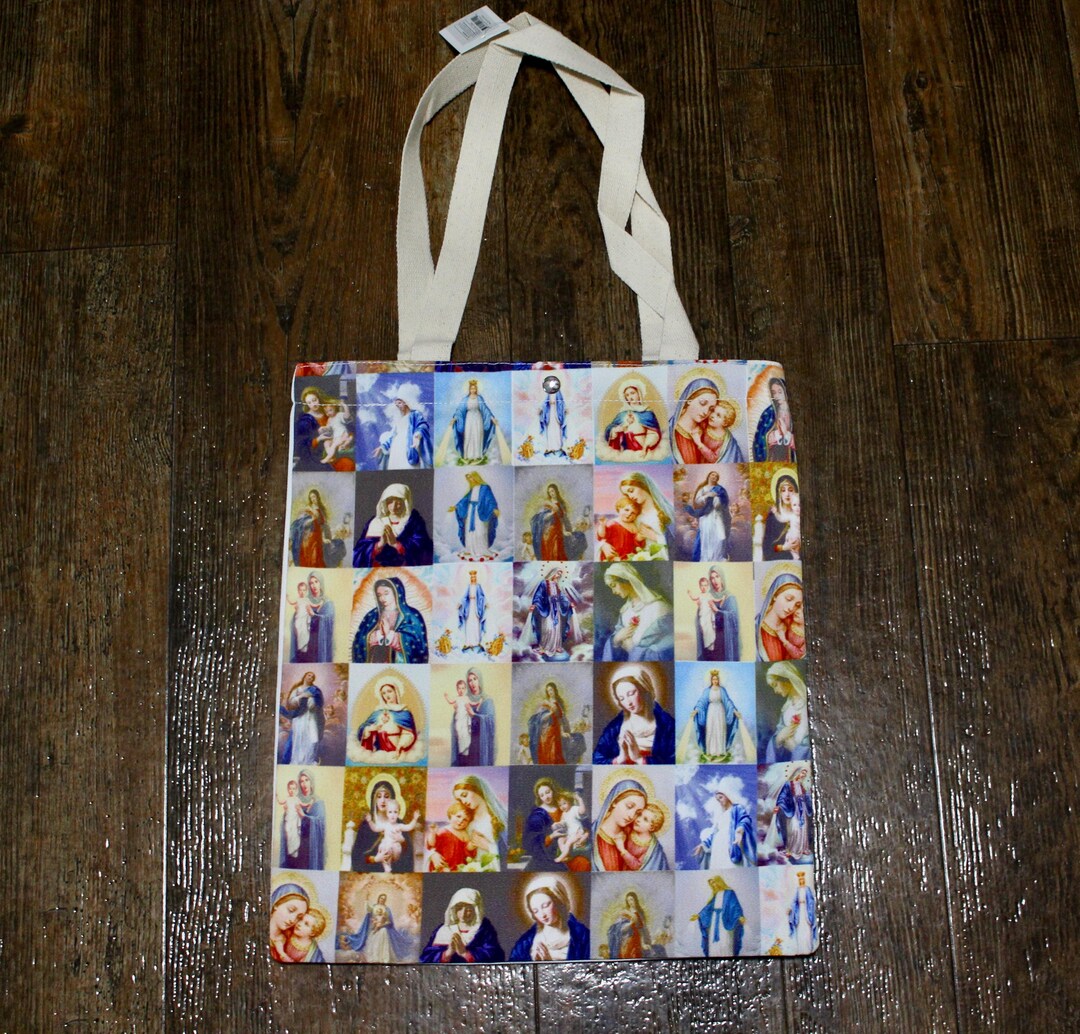 Virgin Mary Tote Bag – Catholic Collage Print Bag. 13x15 Religious ...