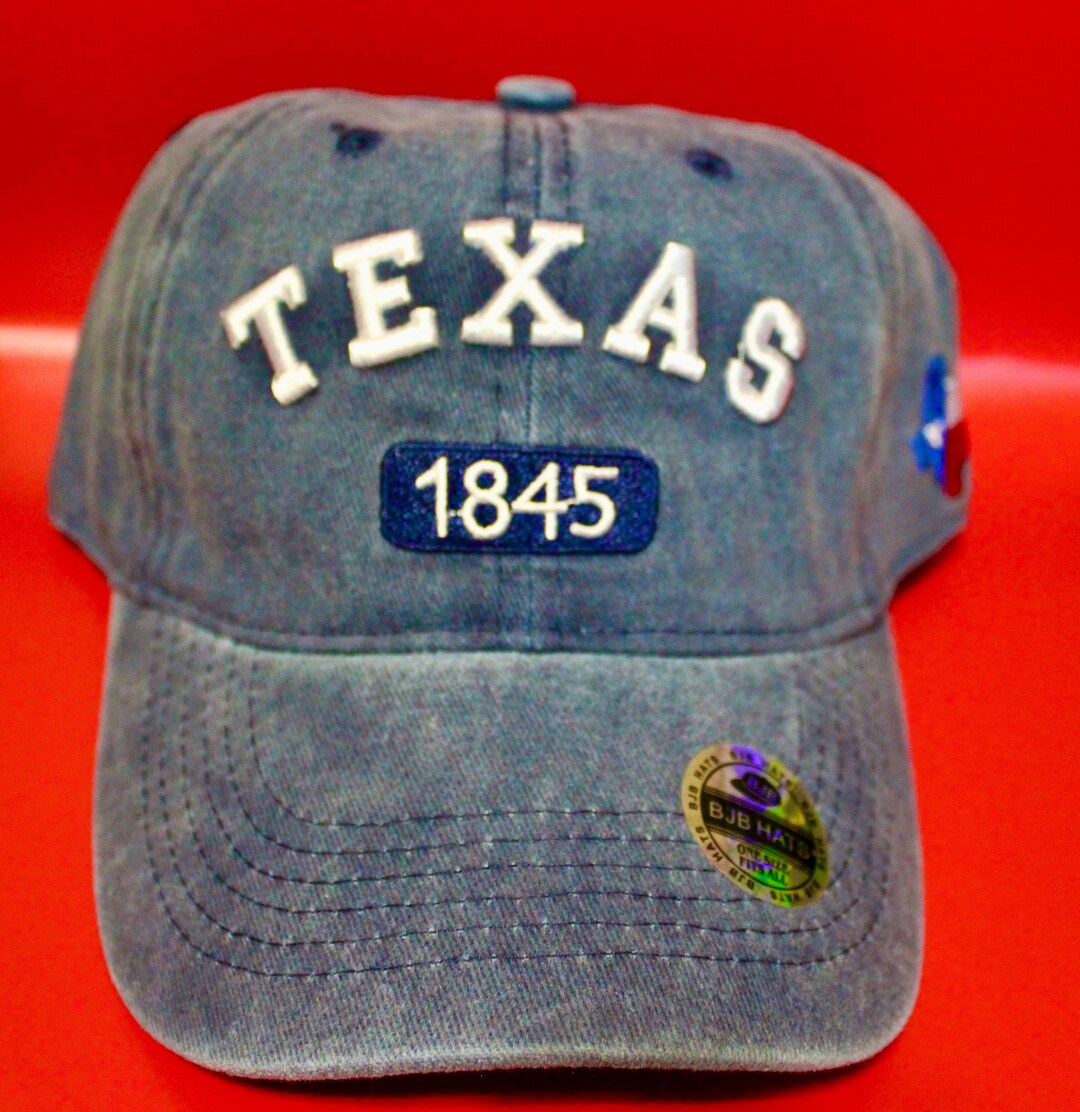 Texas Baseball Hat. Blue Hat. Washed Cap. Embroidered the Lone Star ...
