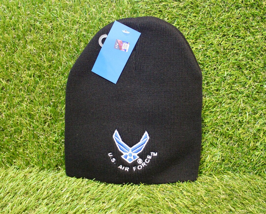 US Air Force Black Beanie. Military Embroidered Hat. Veteran Winter Cap ...