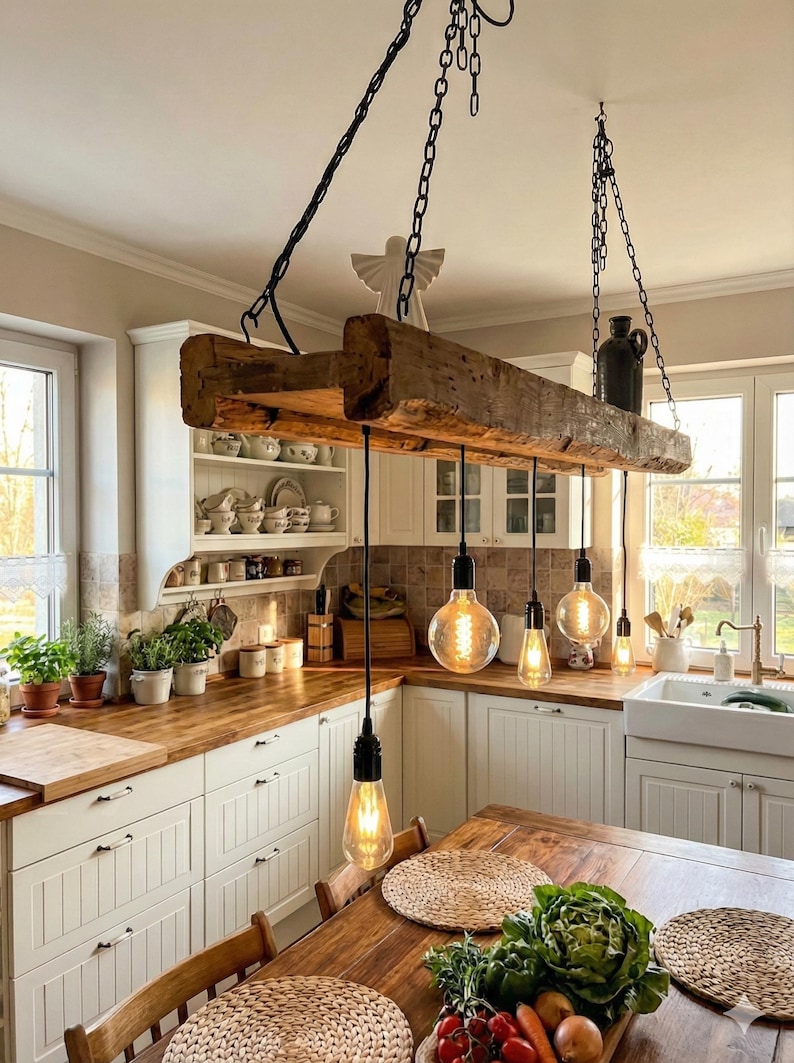 Rustic Wooden Ceiling Lamp Made From Upcycled Construction Timber ...