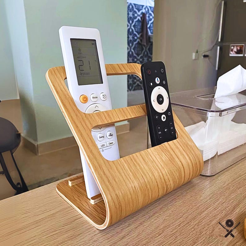 Handcrafted Wooden Remote Holder, Custom Remote Control Caddy for ...