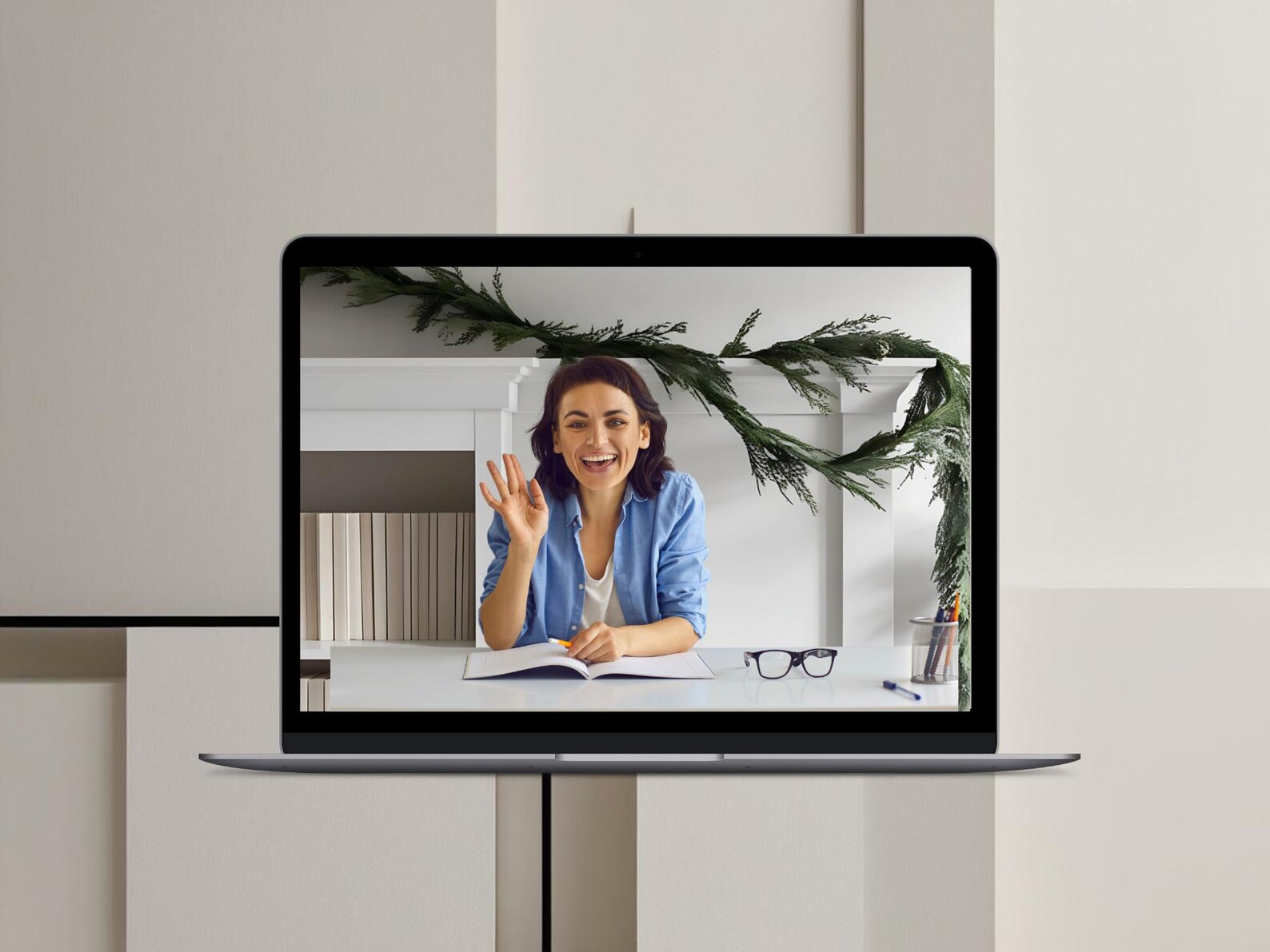 Festive Garland Zoom Background Zoom Background Office Background ...