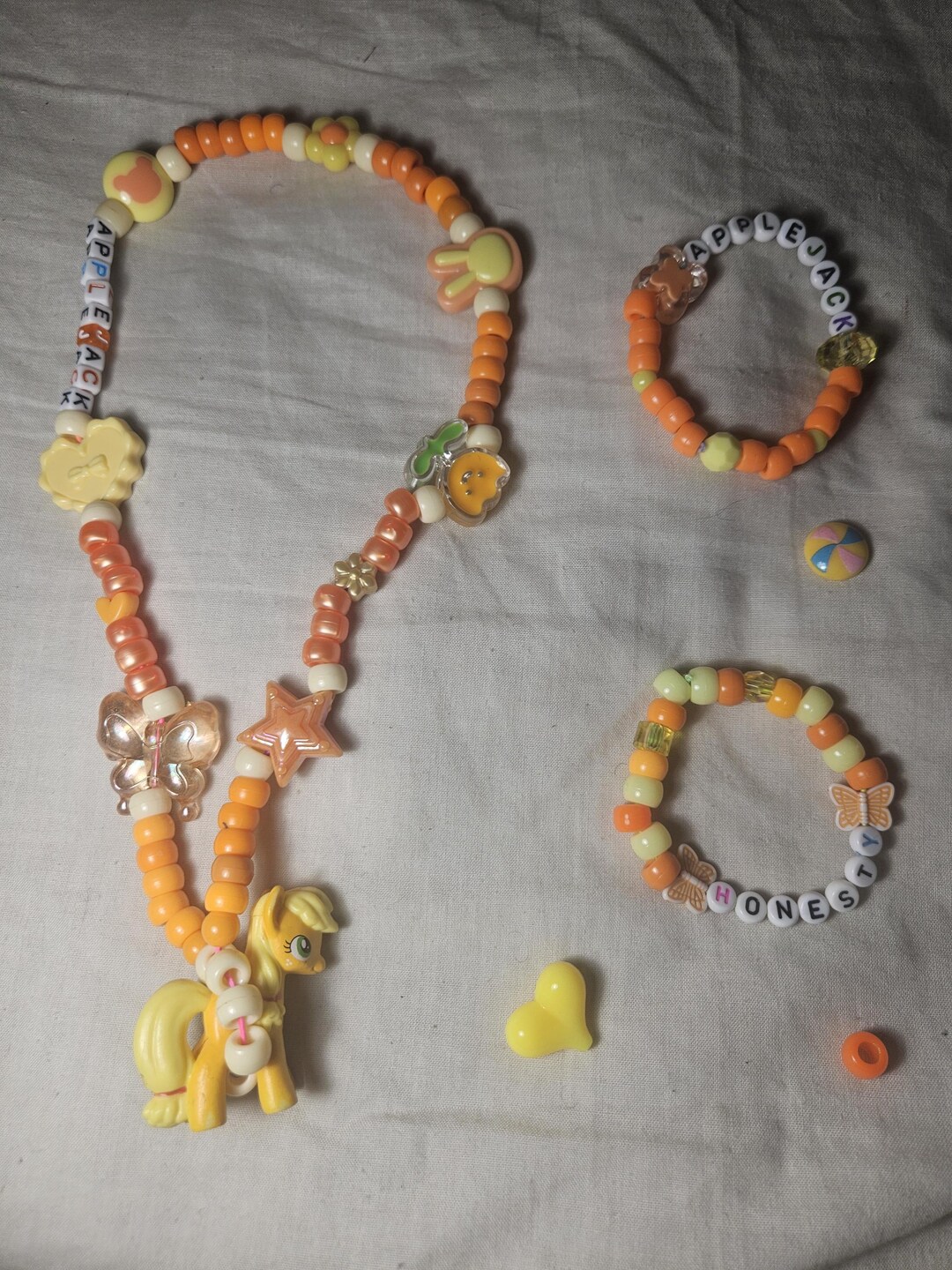 Handmade Applejack My Little Pony Kandi Necklace and Bracelet Set !! - Etsy