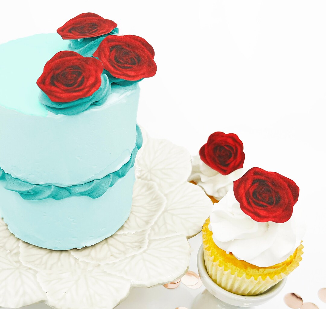 Edible Red Rose Flowers Cake & Cupcake Toppers - Food Decoration - Etsy