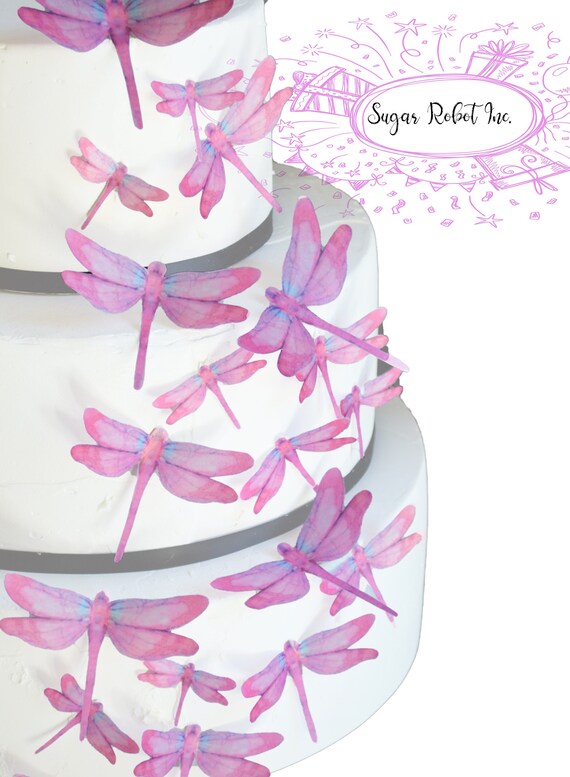Edible Dragonflies - Assorted Pink- Cake and Cupcake toppers - set of ...
