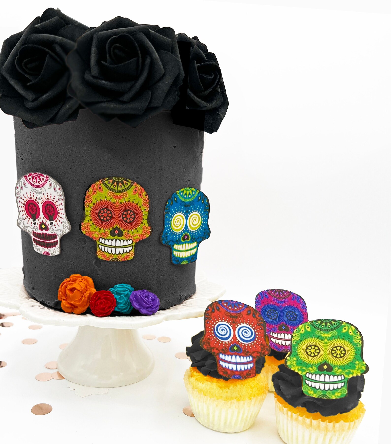 The Original Edible Skeletons - 1 Doz Wafer Skulls - Cake & Cupcake ...