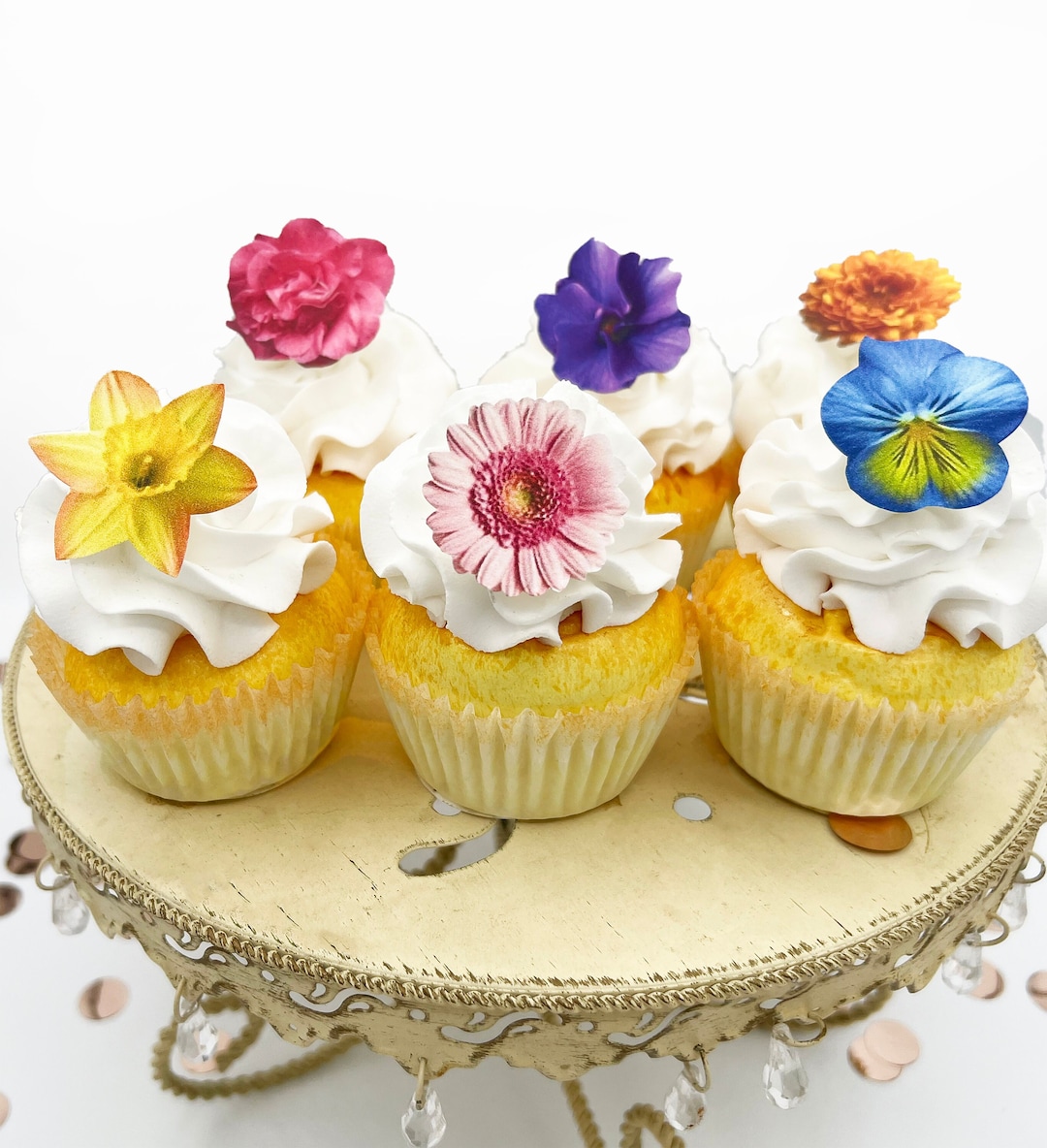 Edible Small Assorted Flowers Cake & Cupcake Toppers - Food Decoration ...