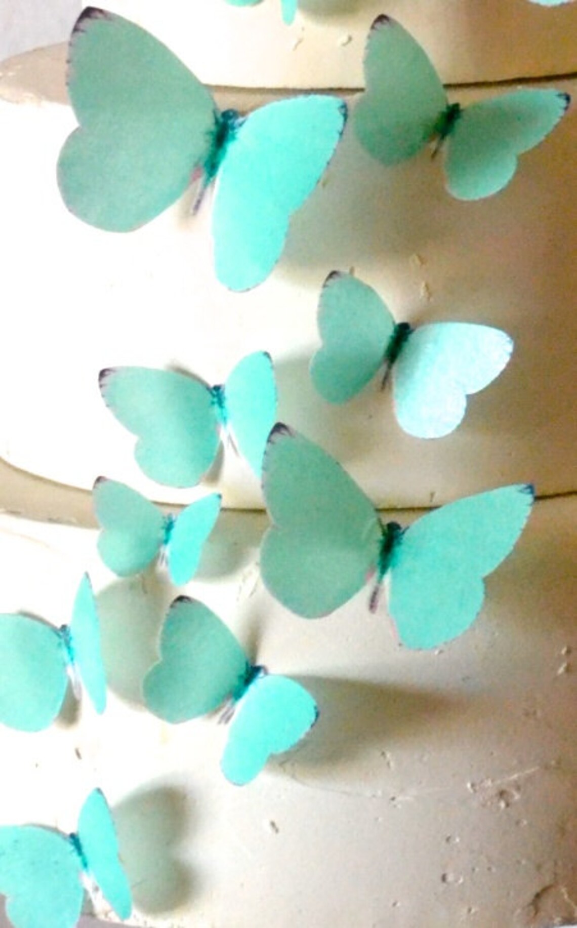 Wedding Cake Topper Edible Butterflies Teal Blue Green Set | Etsy