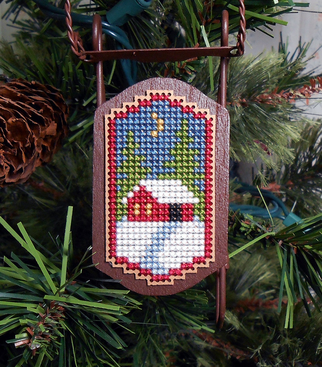 Snow Country House Cross Stitched Christmas Tree Ornament Foxwood ...