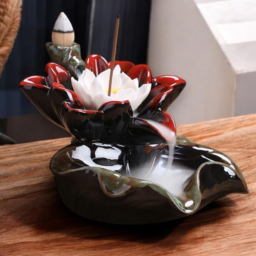 Floral Backflow Incense Burner: Ceramic Waterfall Aromatherapy Decor - Etsy