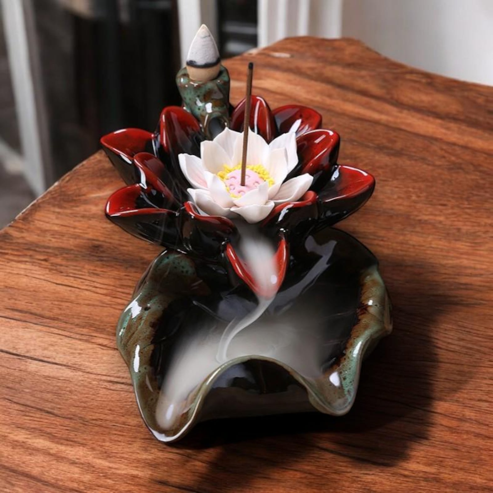 Floral Backflow Incense Burner: Ceramic Waterfall Aromatherapy Decor - Etsy