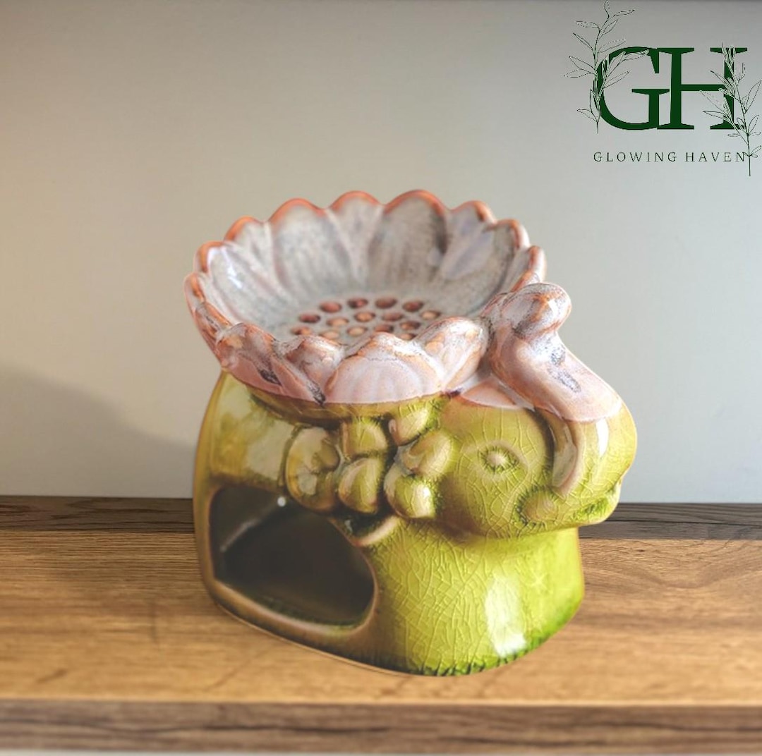 Elephant Wax Melt Burner: Crackle Glaze Ceramic Candle Warmer - Etsy