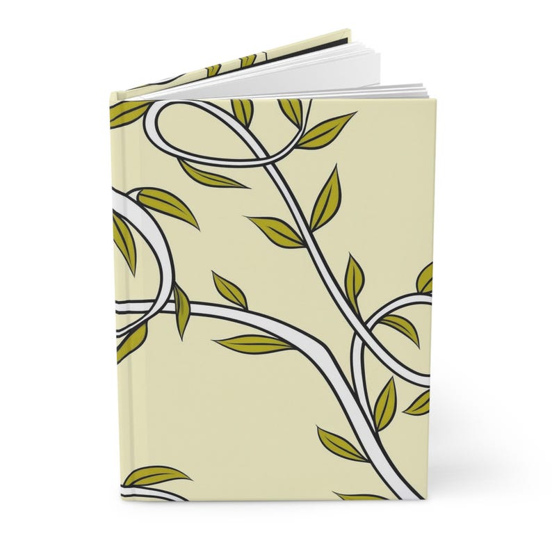 Botanical Vines Hardcover Journal, Nature-inspired Green Floral ...