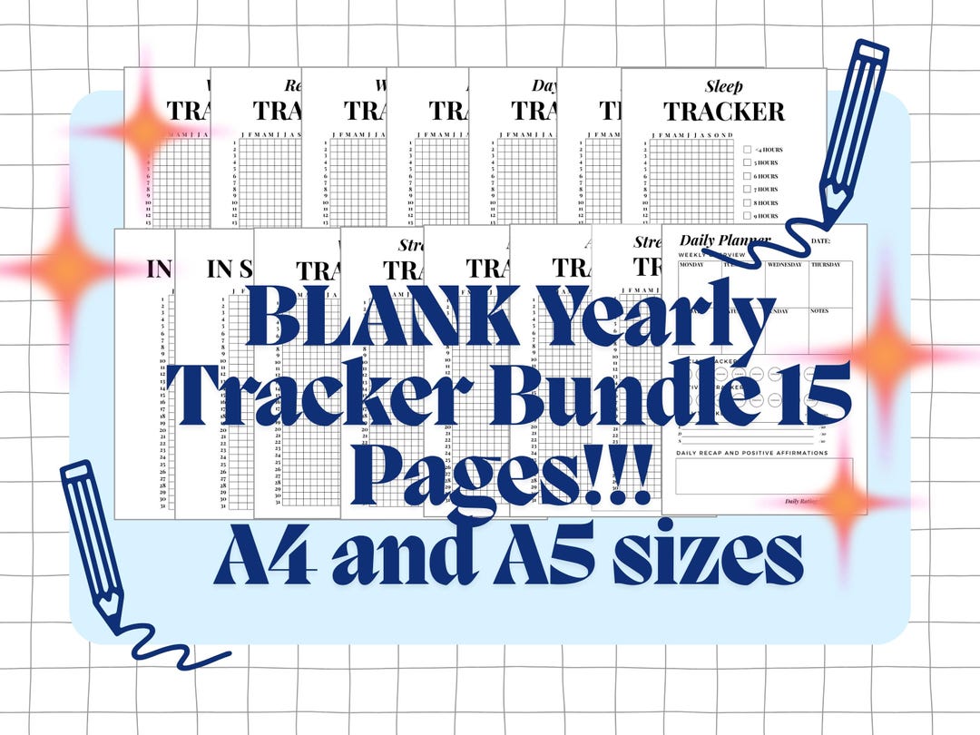 2024/2025 Blank Yearly Tracker Bundle 15 Pages A4 and A3 Size - Etsy