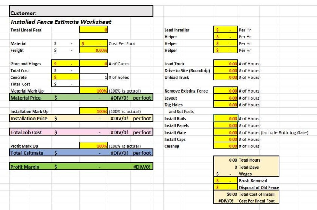 Fence Job Cost Estimator - Etsy