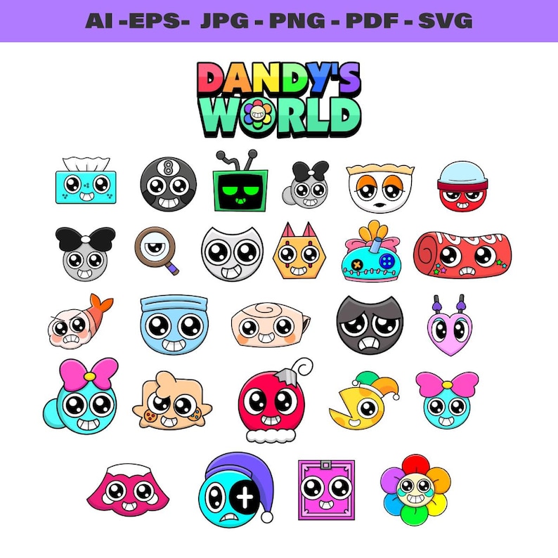 100 Clipart Images, Dandy World Digital Image Kit, PNG, SVG and AI Pack ...