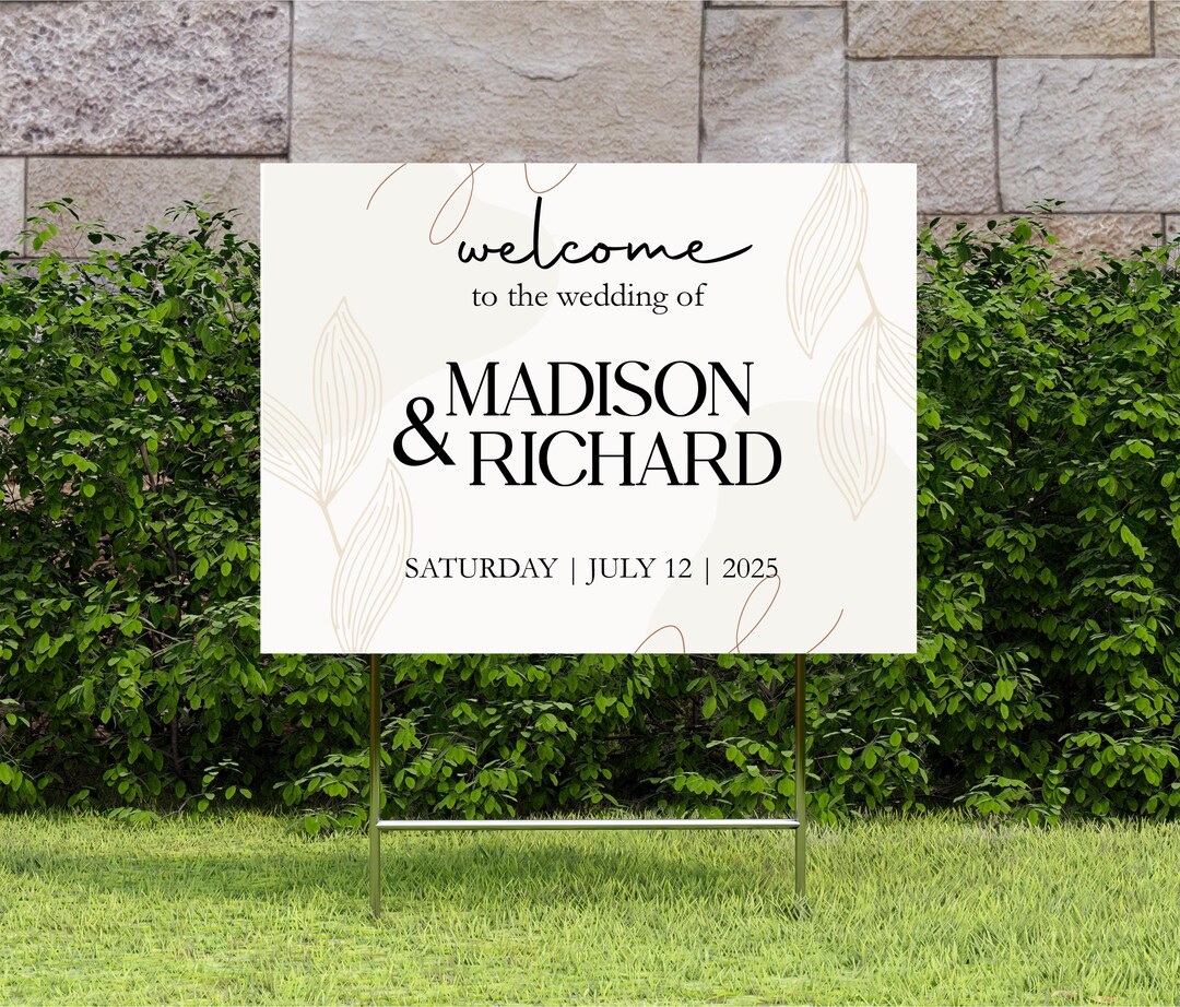 Custom Wedding Yard Sign - Personalized Outdoor Welcome Sign, Elegant ...