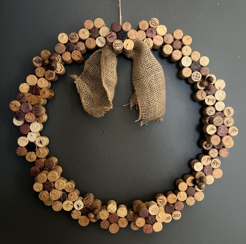 Handmade Wine Cork Wreath | All-season Front Door Decor | Custom Floral ...