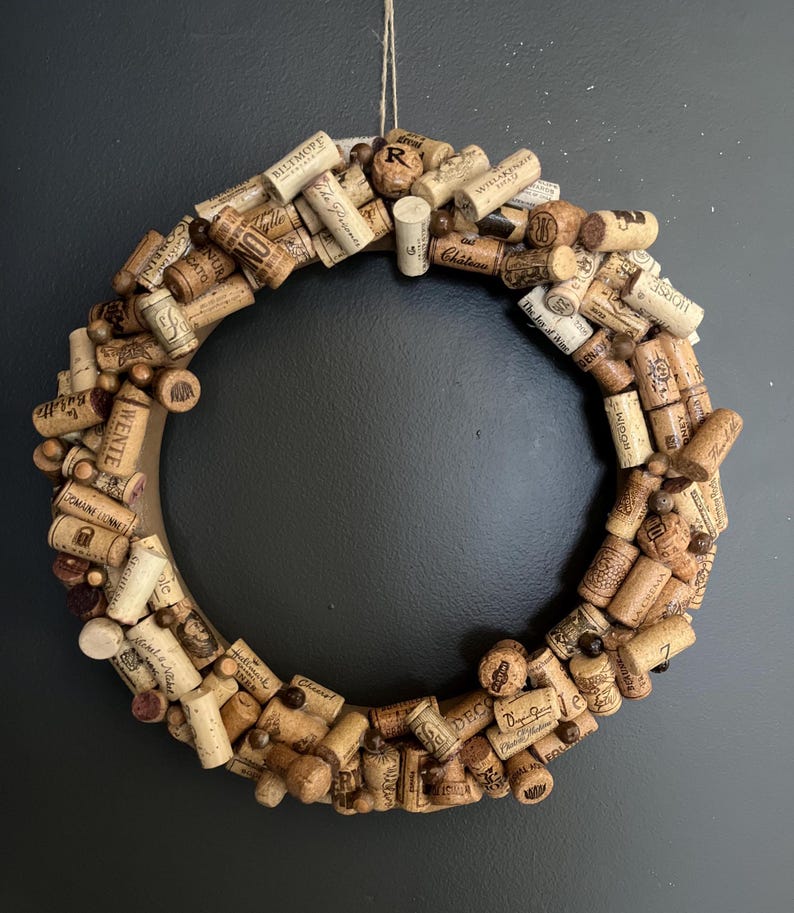 Handmade Wine Cork Wreath | All-season Front Door Decor | Custom Floral ...