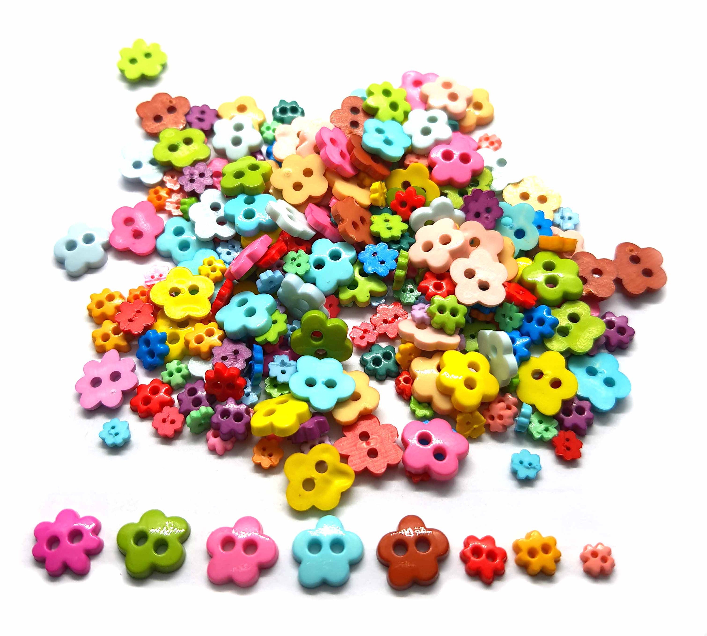 100 pcs cute mix shape buttons flower buttons mix size 2 holes | Etsy