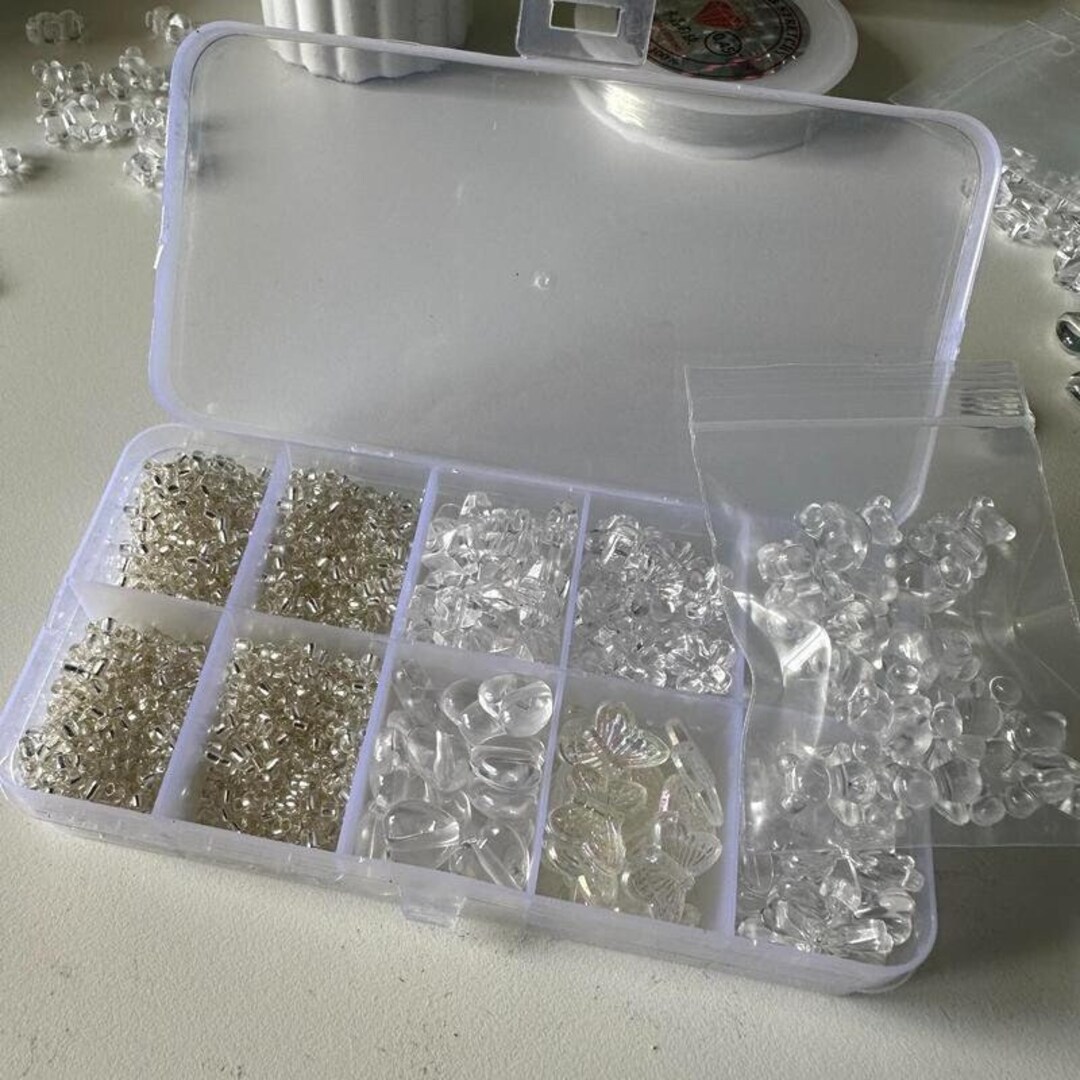 1 Set Girls DIY Transparent Beading Box Kit Set 10 Compartment for ...