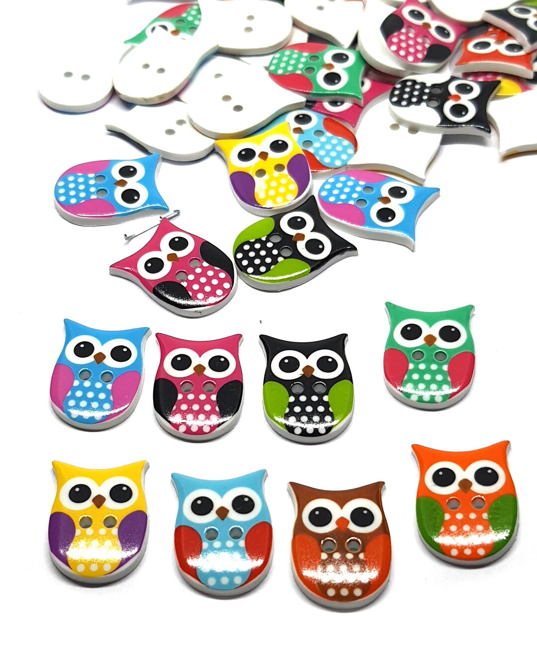 20 Pcs Cute Owl Buttons 2 Holes Size 20 Mm X 15 Mm Mix Colors for ...