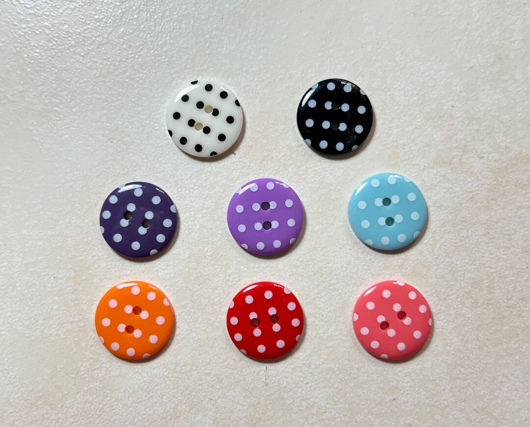 24 Pcs Cute Round Retro Polka Dot Buttons 2 Holes Size 19 Mm Mix ...