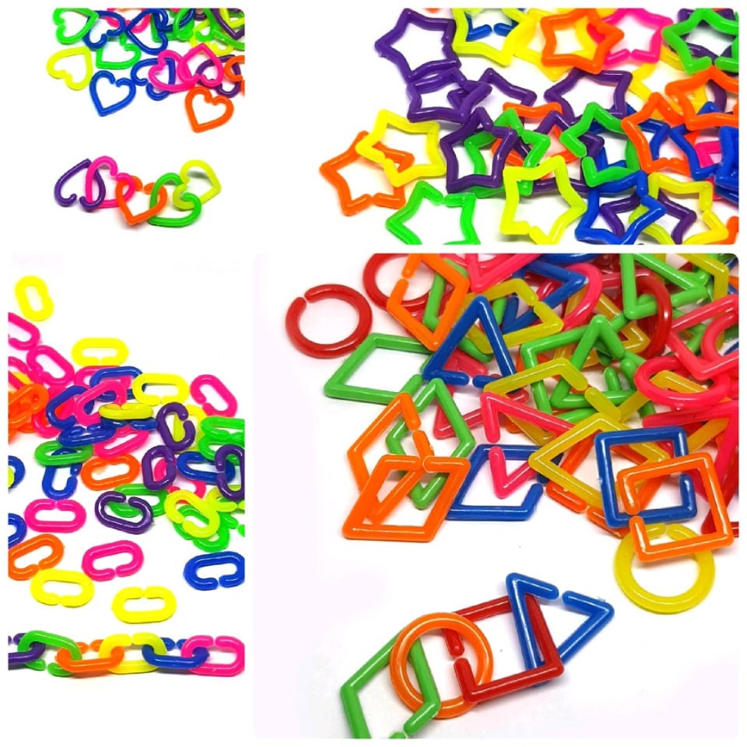 100 Pcs Mix Colors DIY Plastic Charm Chain Link Toy Size 10 X 16 Mm Mix ...