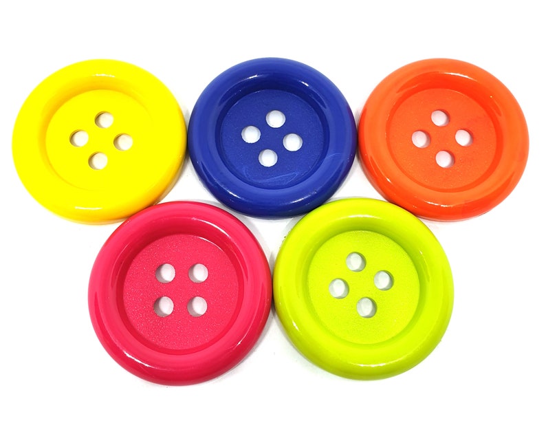 20 Pcs Big Buttons 4 Holes Size 33 Mm Assorted Colors | Etsy