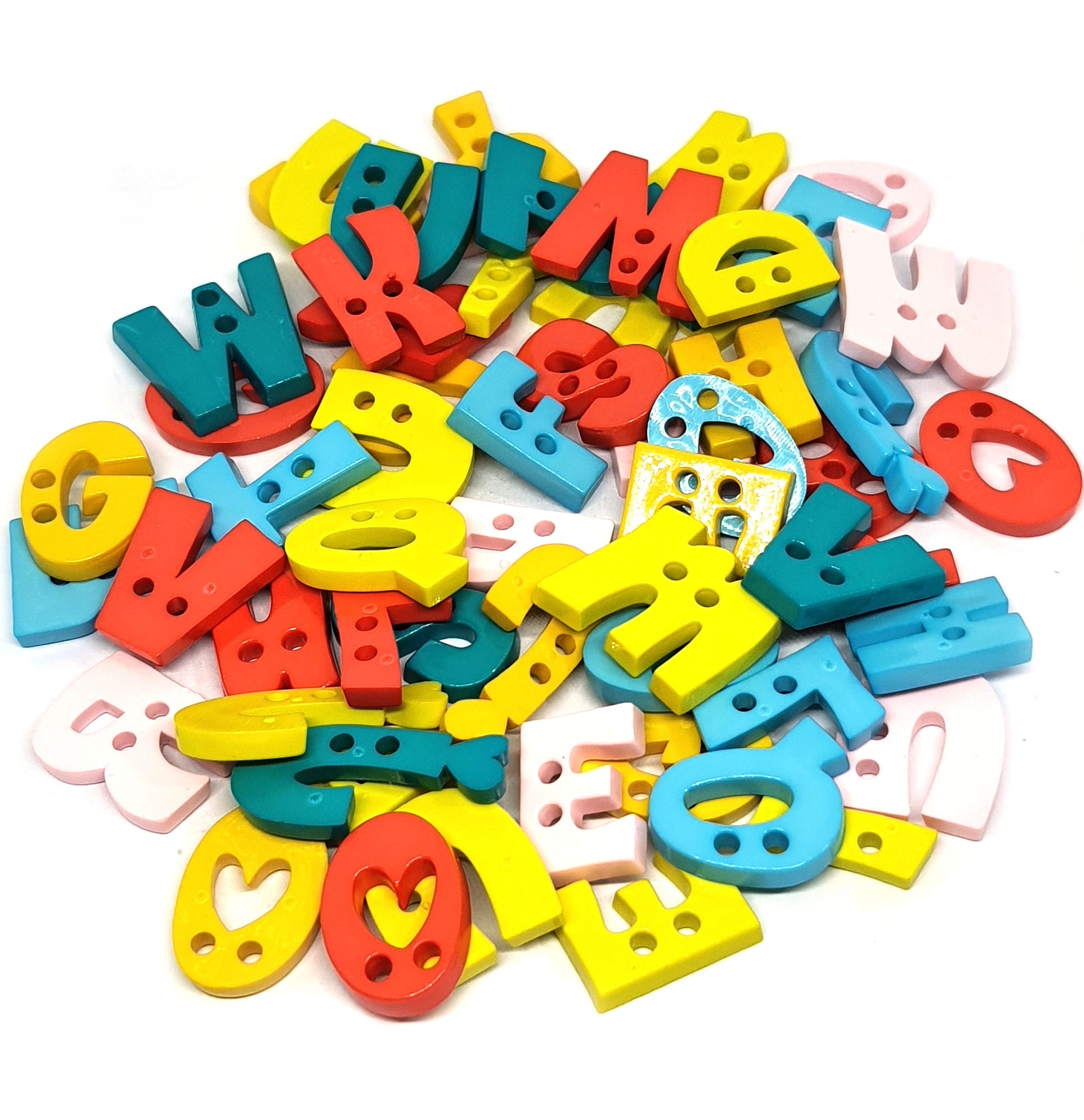 50 Pcs Assorted A B C Letter Alphabet Buttons 2 Holes for - Etsy