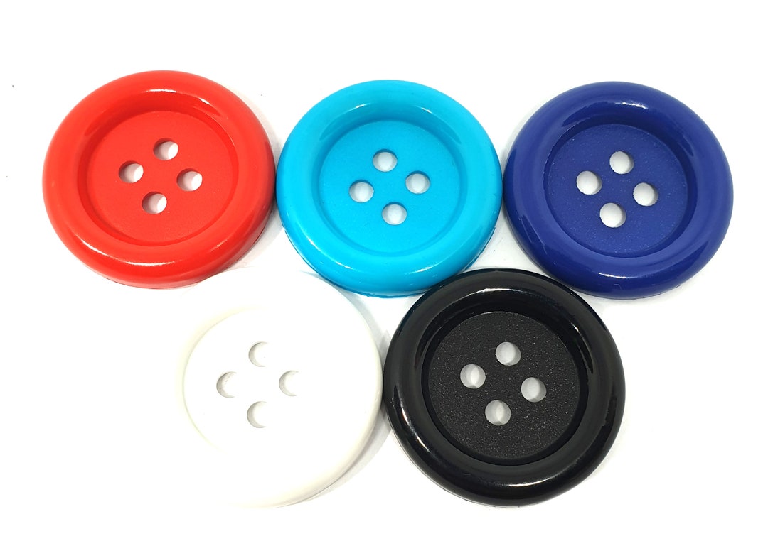 20 Pcs Big Buttons 4 Holes Size 33 Mm Red Blue Black White - Etsy