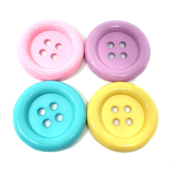 20 Pcs Big Buttons 4 Holes Size 33 Mm Mix Pastel Colors | Etsy