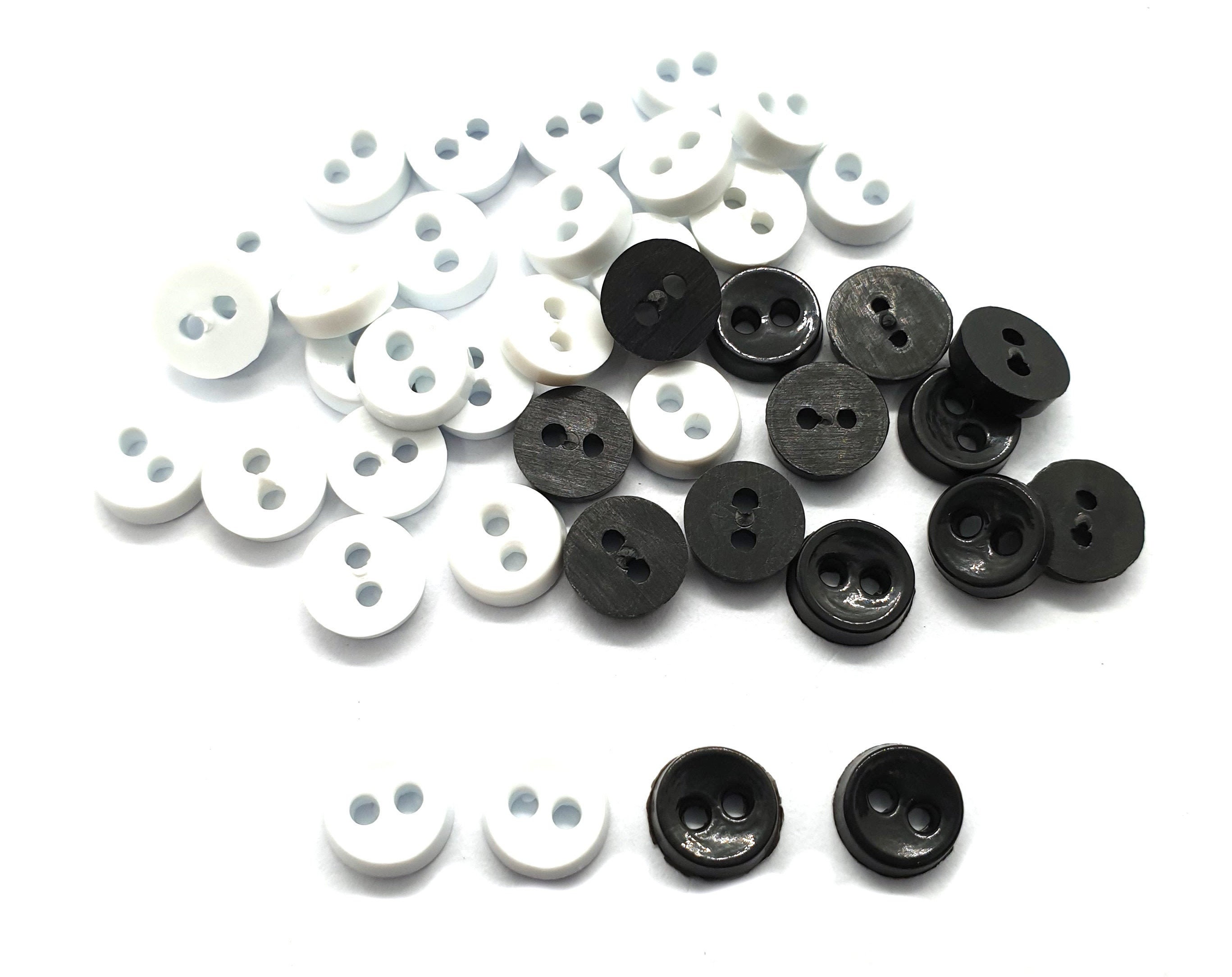 100 Pcs Tiny Buttons Micro Buttons 2 Holes Size 6mm Black & | Etsy