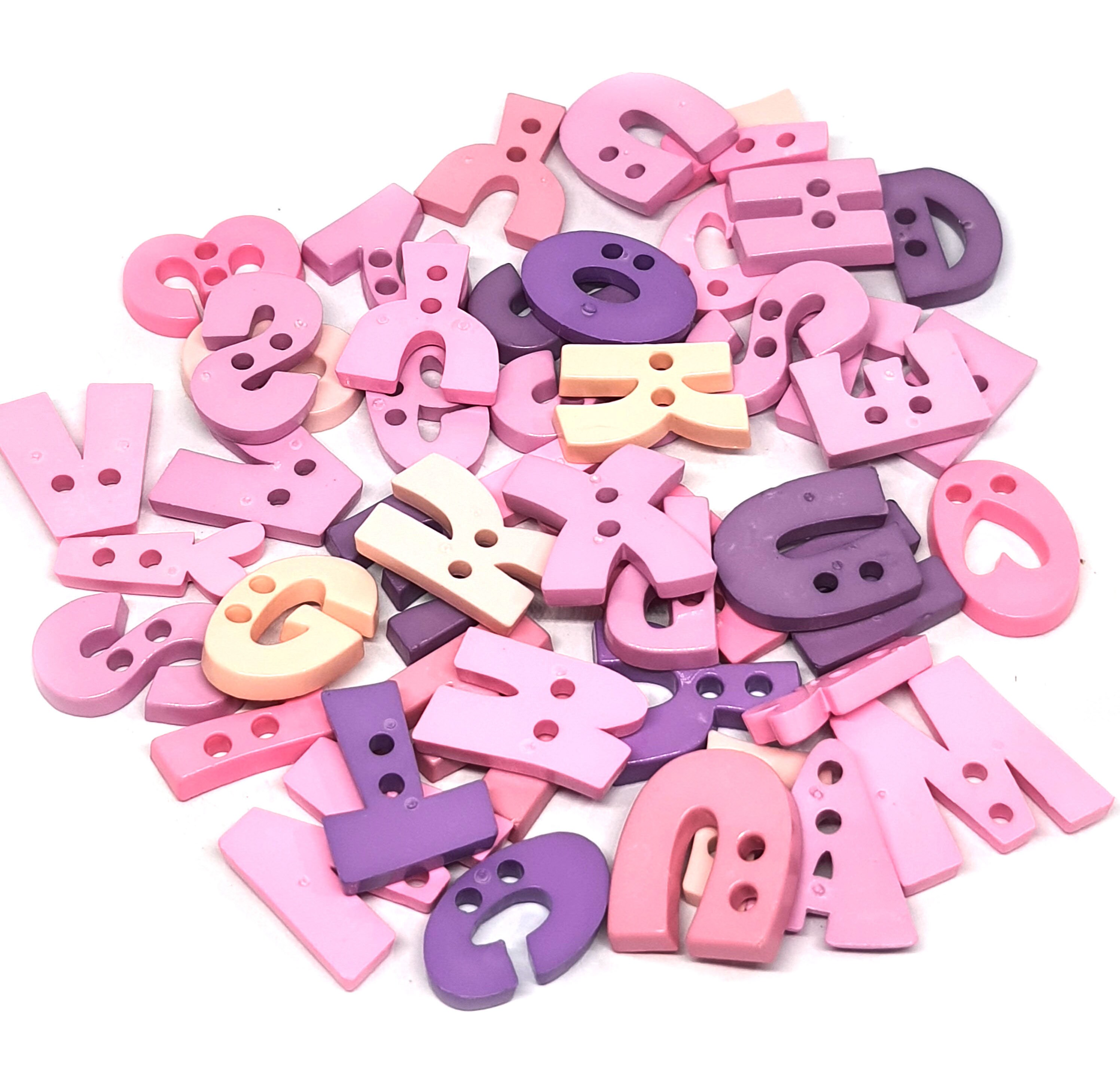 50 pcs Assorted A B C Letter Alphabet buttons 2 holes for | Etsy