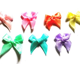 100 Pcs Cute Satin Mini BOW Ribbon Appliques Embellishment | Etsy
