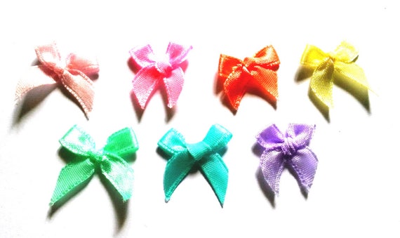 100 pcs Cute Satin mini BOW Ribbon Applique Embellishment | Etsy