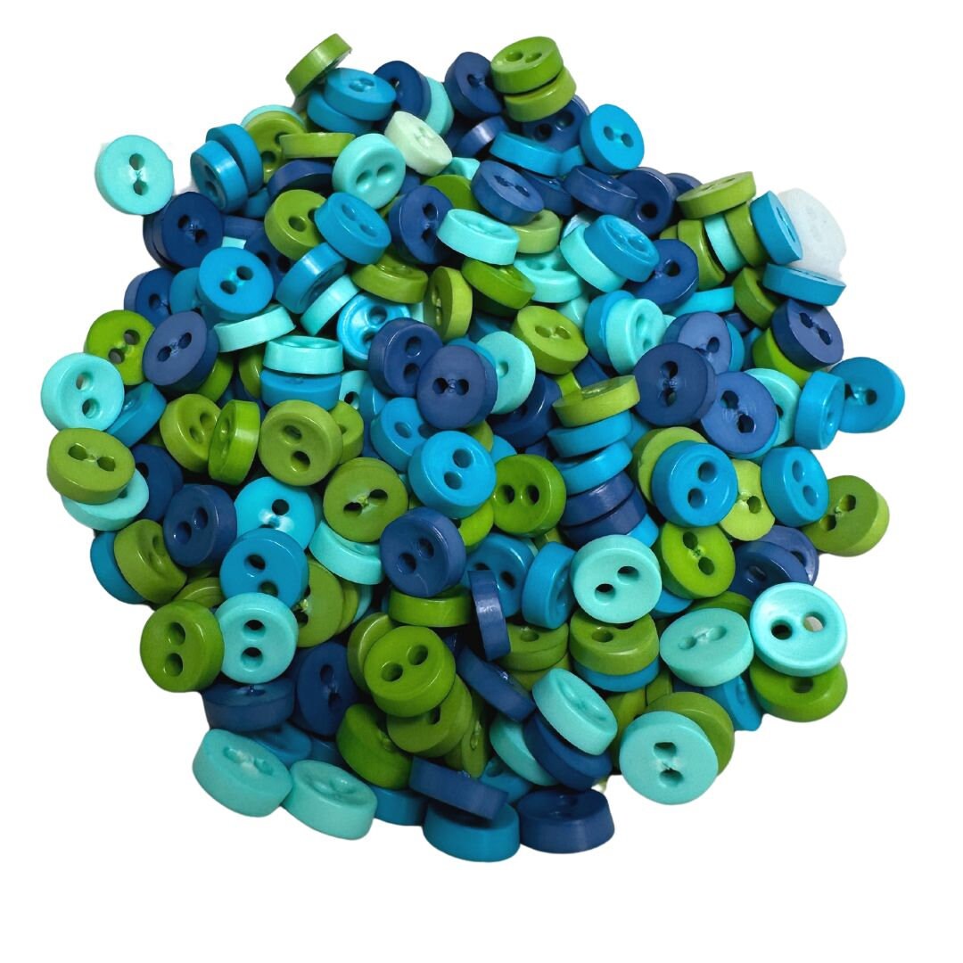 150 Pcs Tiny Round Buttons Small Buttons Size 6 Mm Mix Blue Tone and ...