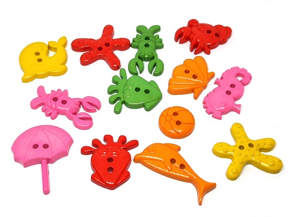 30 Pcs Cute Assorted Sea Animals Summer Beach Theme Buttons 2 | Etsy