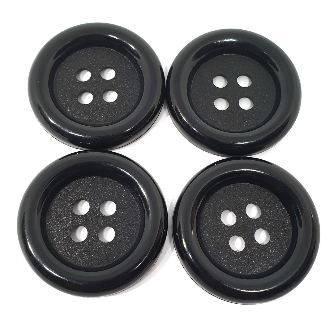 20 Pcs Big Buttons 4 Holes Size 33 Mm Black Color - Etsy